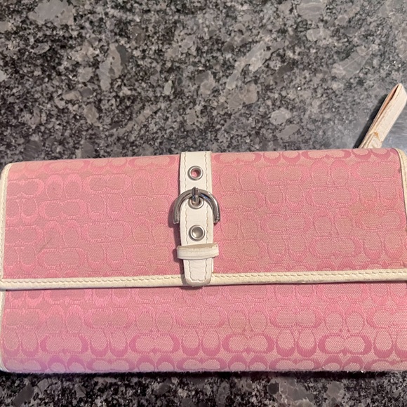 Coach | Bags | Coach Pink And White Wallet | Poshmark